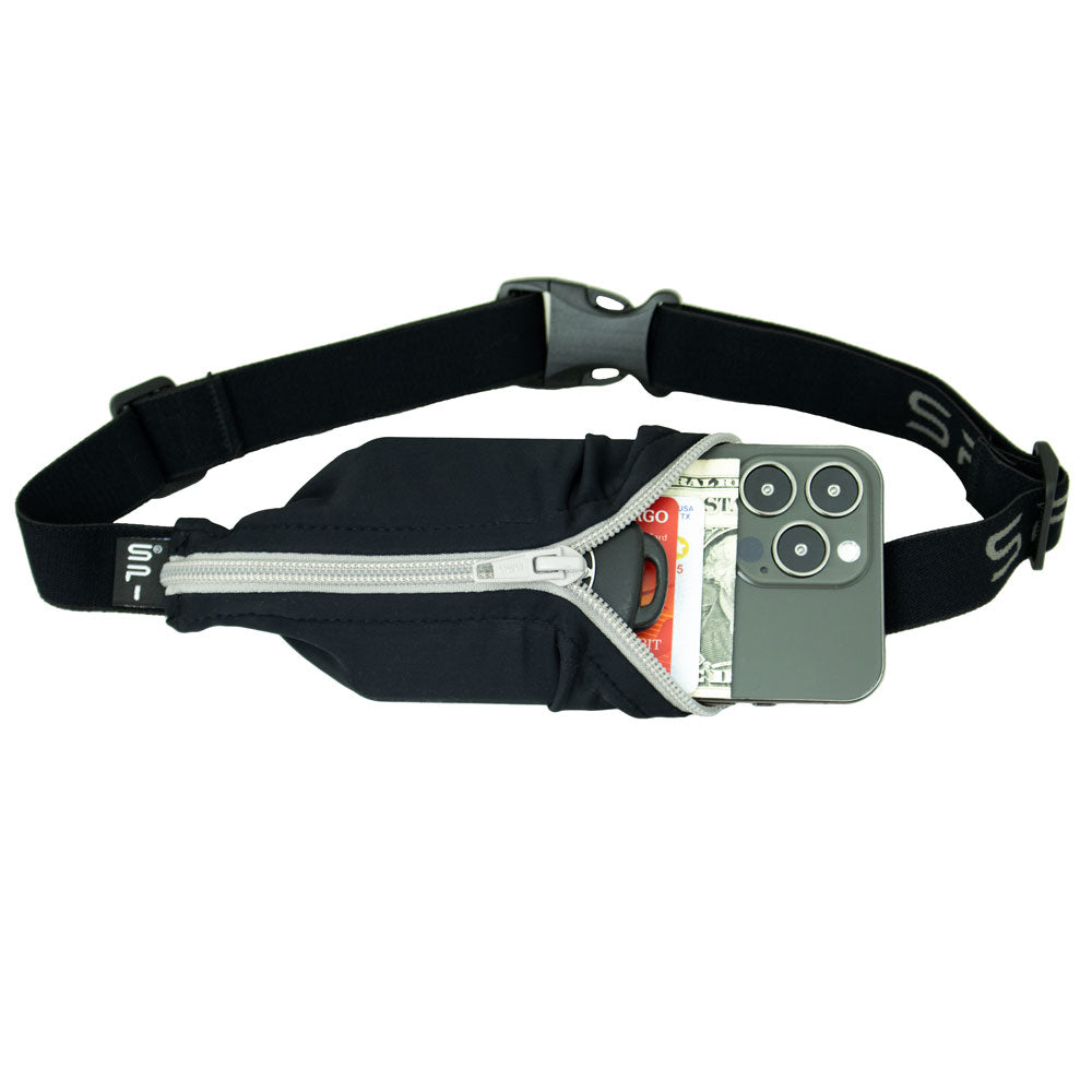 Spibelt Original Running Belt - Black with Titanium Zip - SPIbelt Australia
